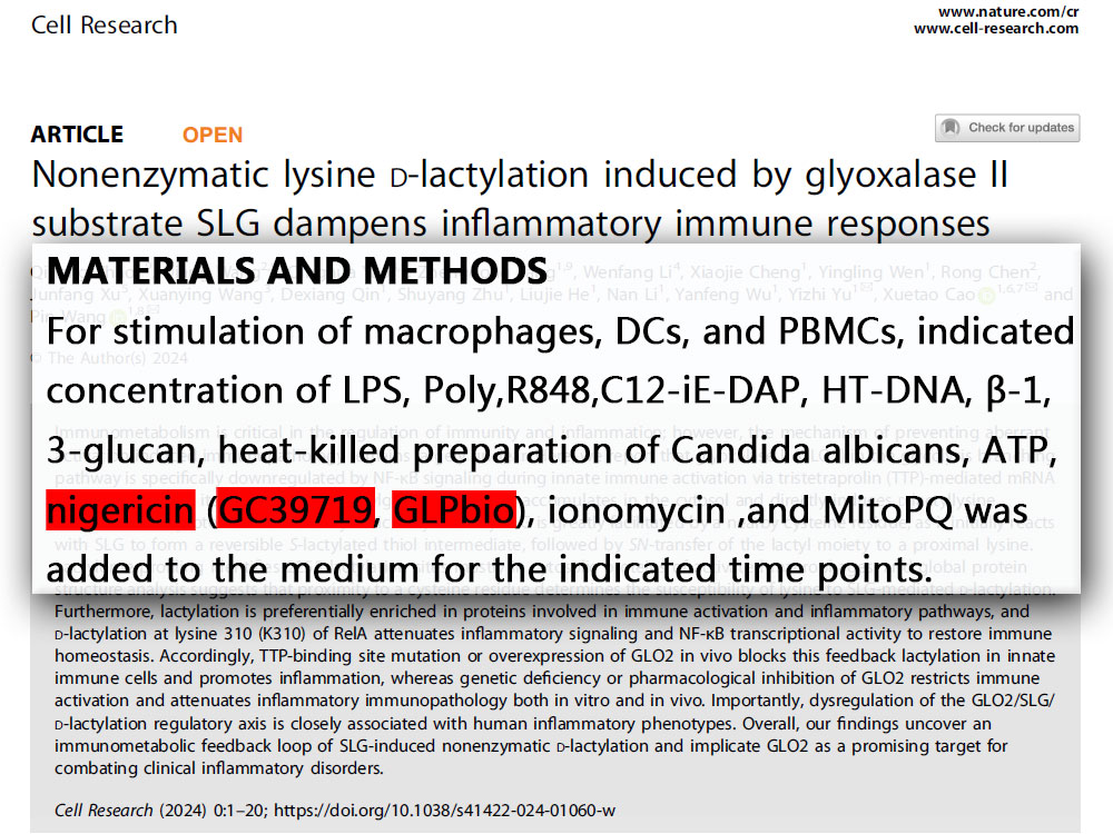Nigericin | NLRP3 agonists | CAS NO.:28380-24-7 | GlpBio